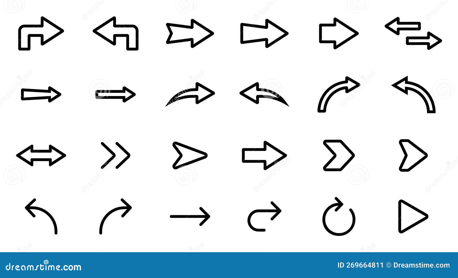 Set of Vector Arrows in Linear Style Stock Vector - Illustration of ...
