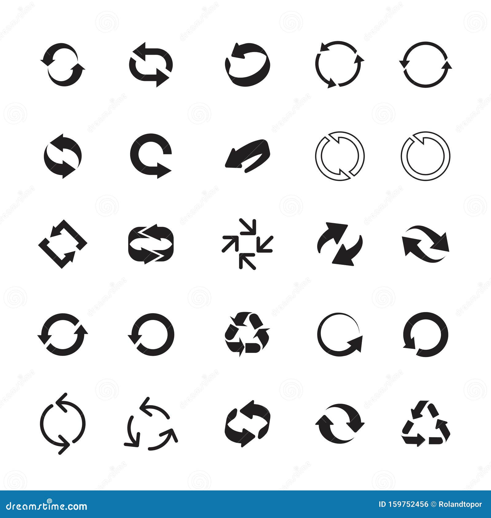 Set of Vector Arrows for Web. Outline Refresh and Reload Arrows ...