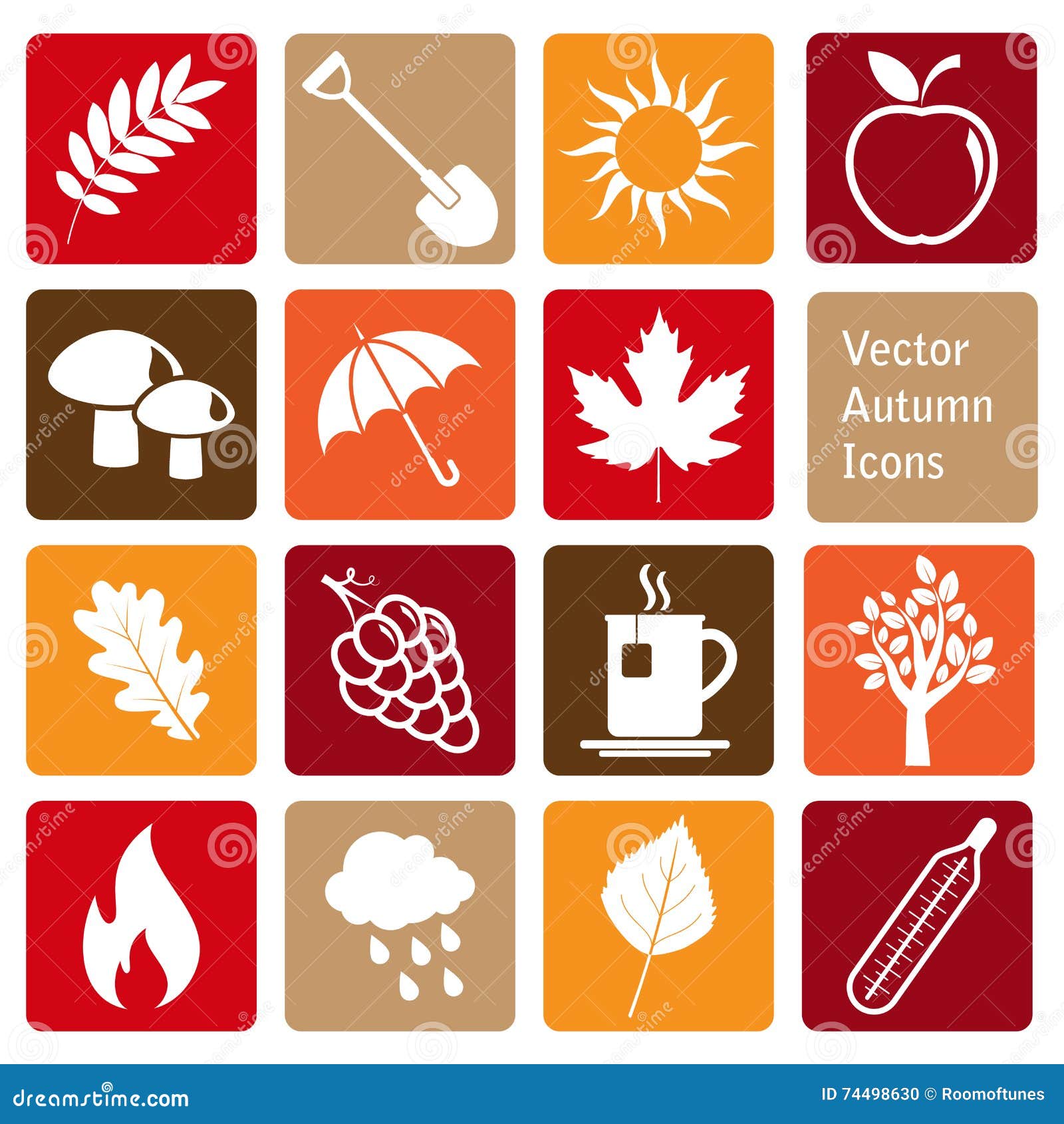 Set of vector autumn icons stock vector. Illustration of fall - 74498630
