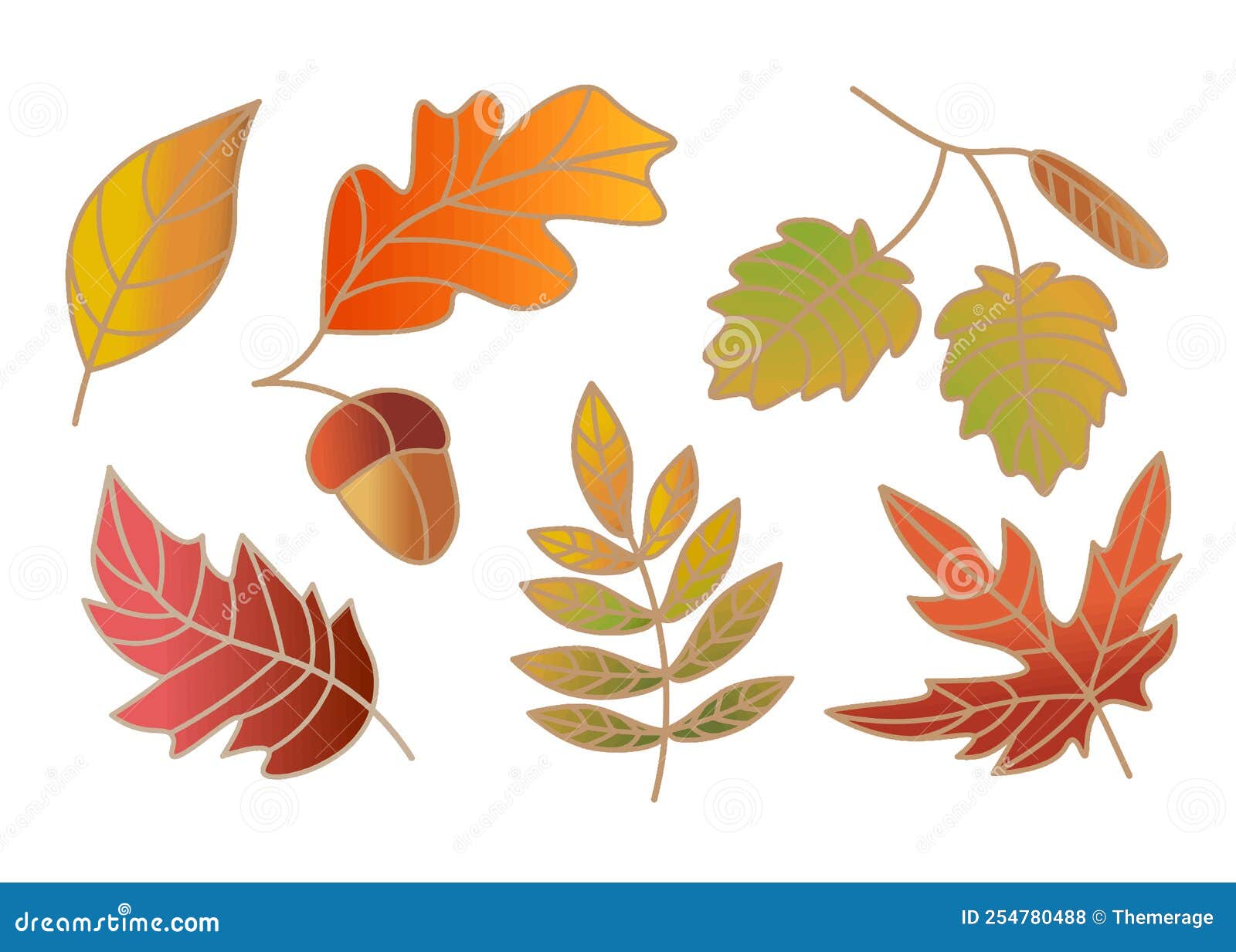 Set of Vector Autumn Leaves with Gradient in Illustrator Stock Vector ...