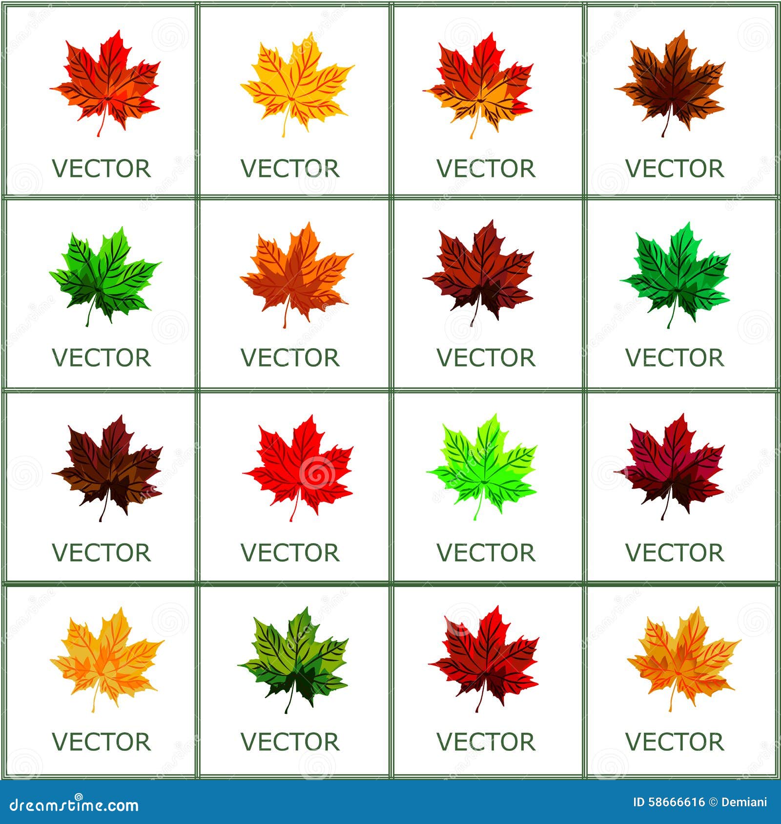 Set Of Vector Autumn Leaves Stock Vector Illustration Of Brown