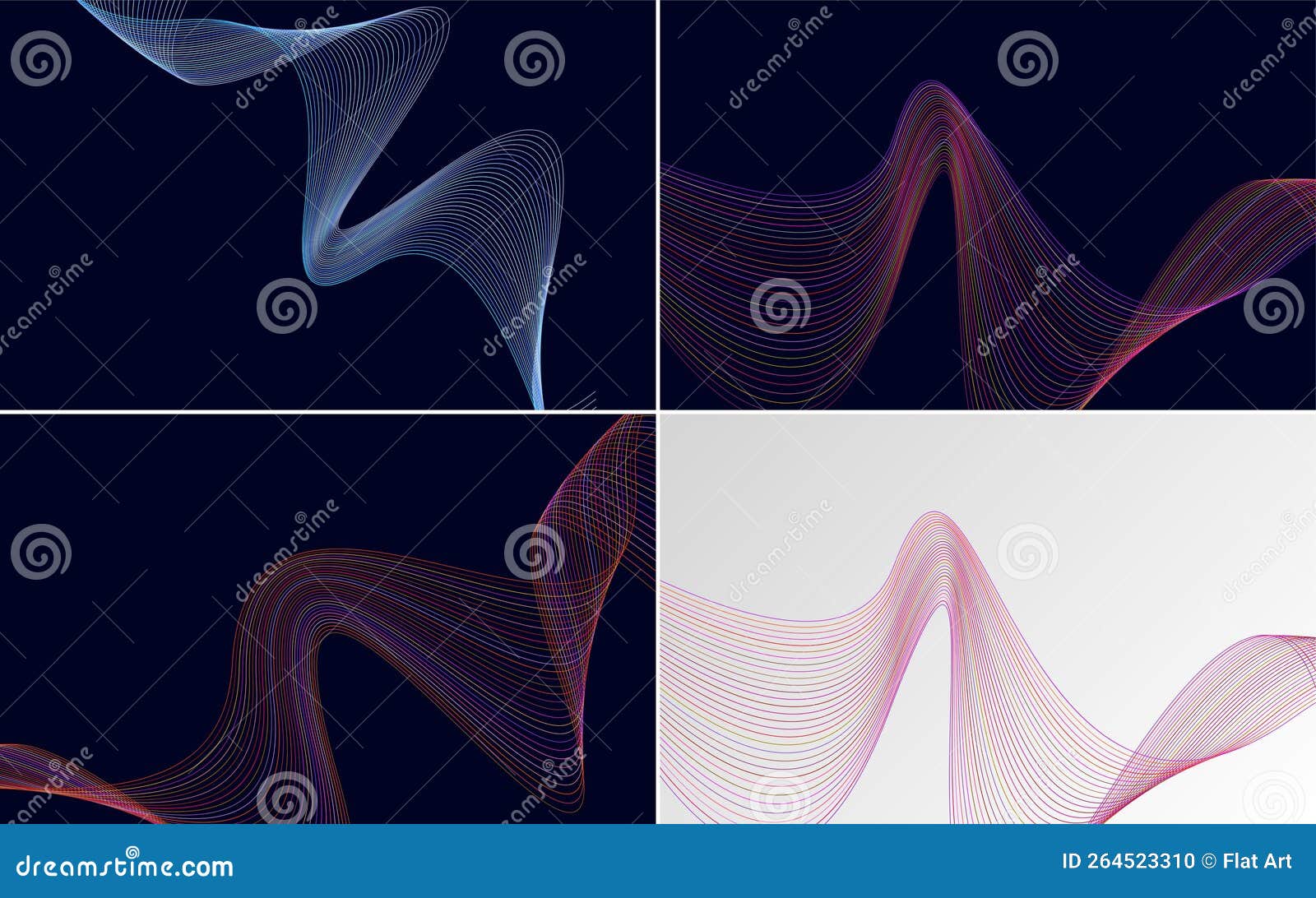 Set of 4 Vector Backgrounds Featuring Geometric Wave Patterns Stock ...