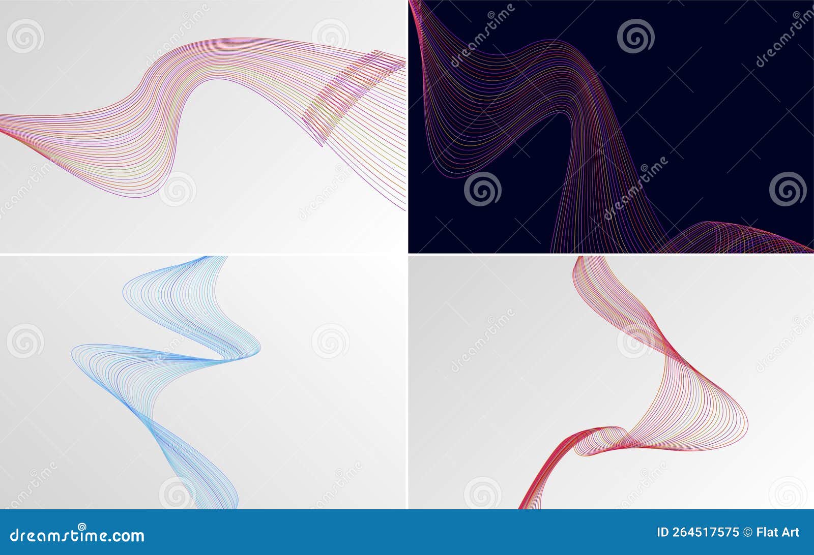 Set of 4 Vector Backgrounds Featuring Geometric Wave Patterns Stock ...