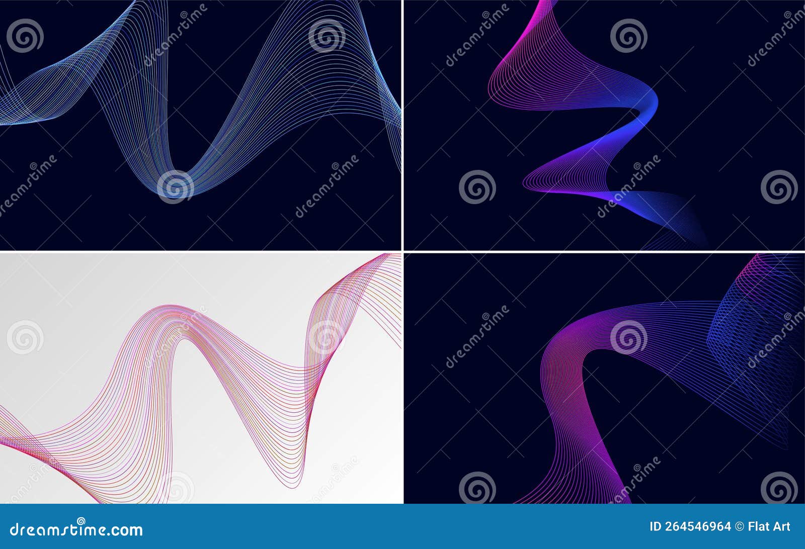 Set of 4 Vector Backgrounds Featuring Geometric Wave Patterns Stock ...
