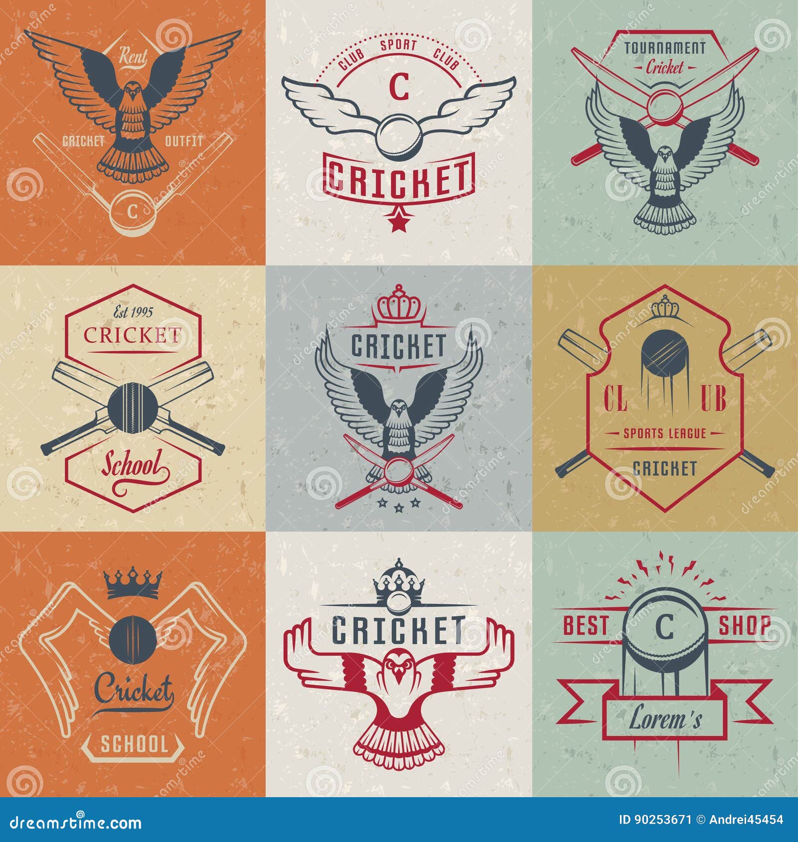 Set Vector Badges Cricket stock illustration. Illustration of equipment ...