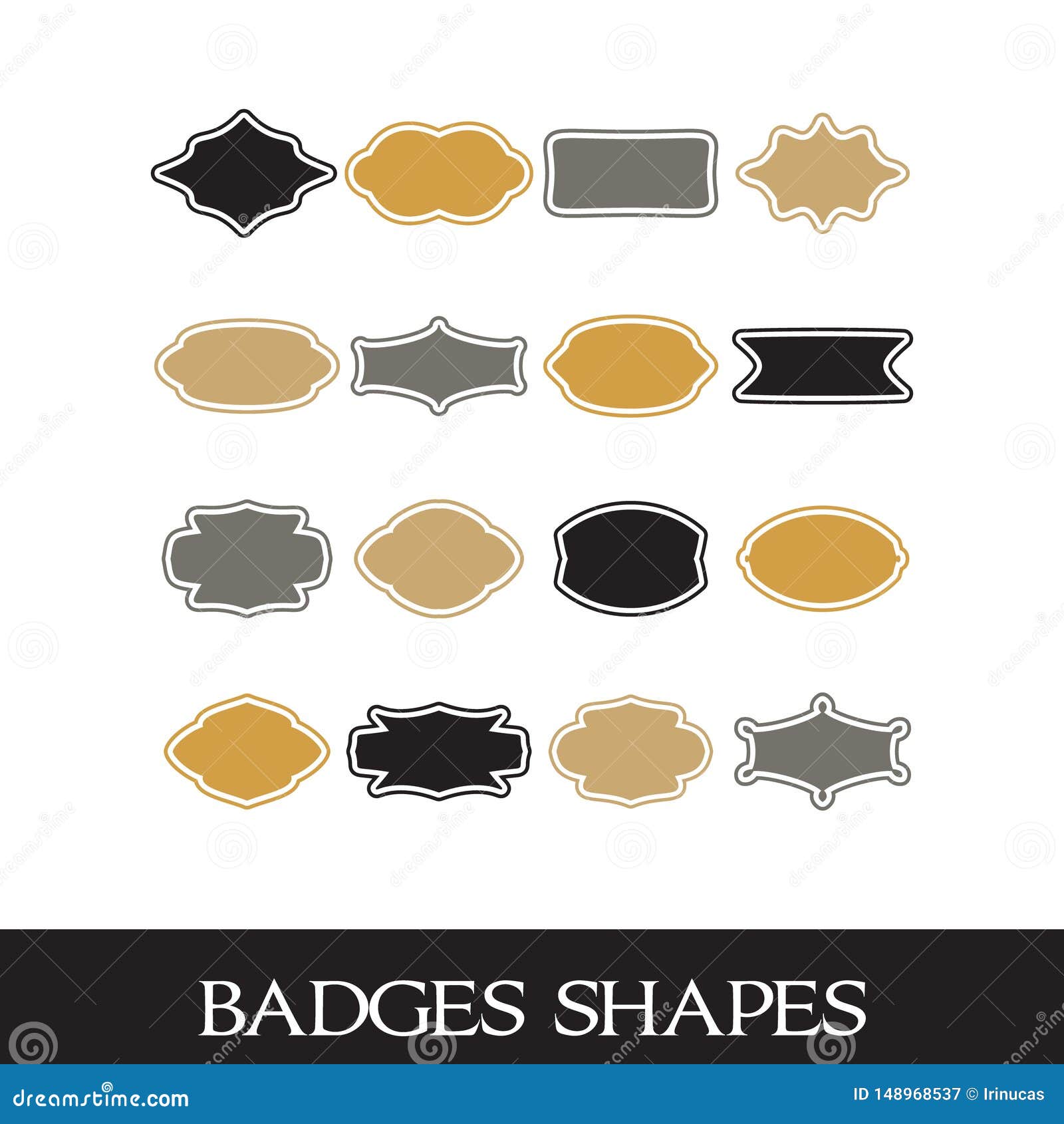 Set Vector 1.Badges Shapes, Symmetrical Designs and Shapes for Emblems ...