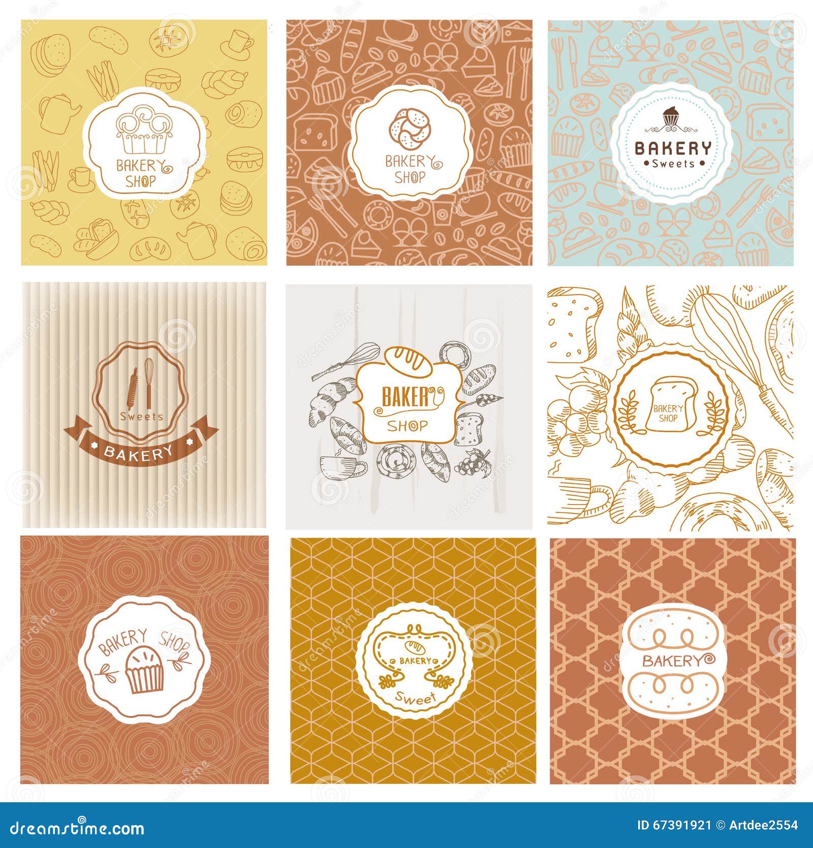 Set of Vector Bakery Logos. Bread and Pastries Labels Stock Vector ...