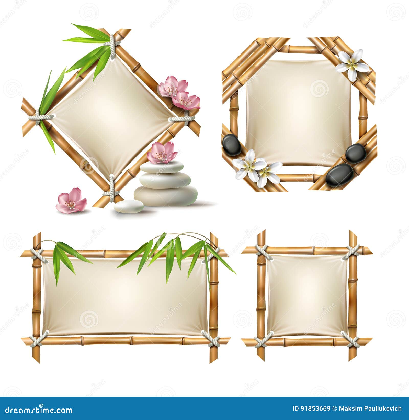 Set of Vector Bamboo Frames Stock Vector - Illustration of indigenous ...