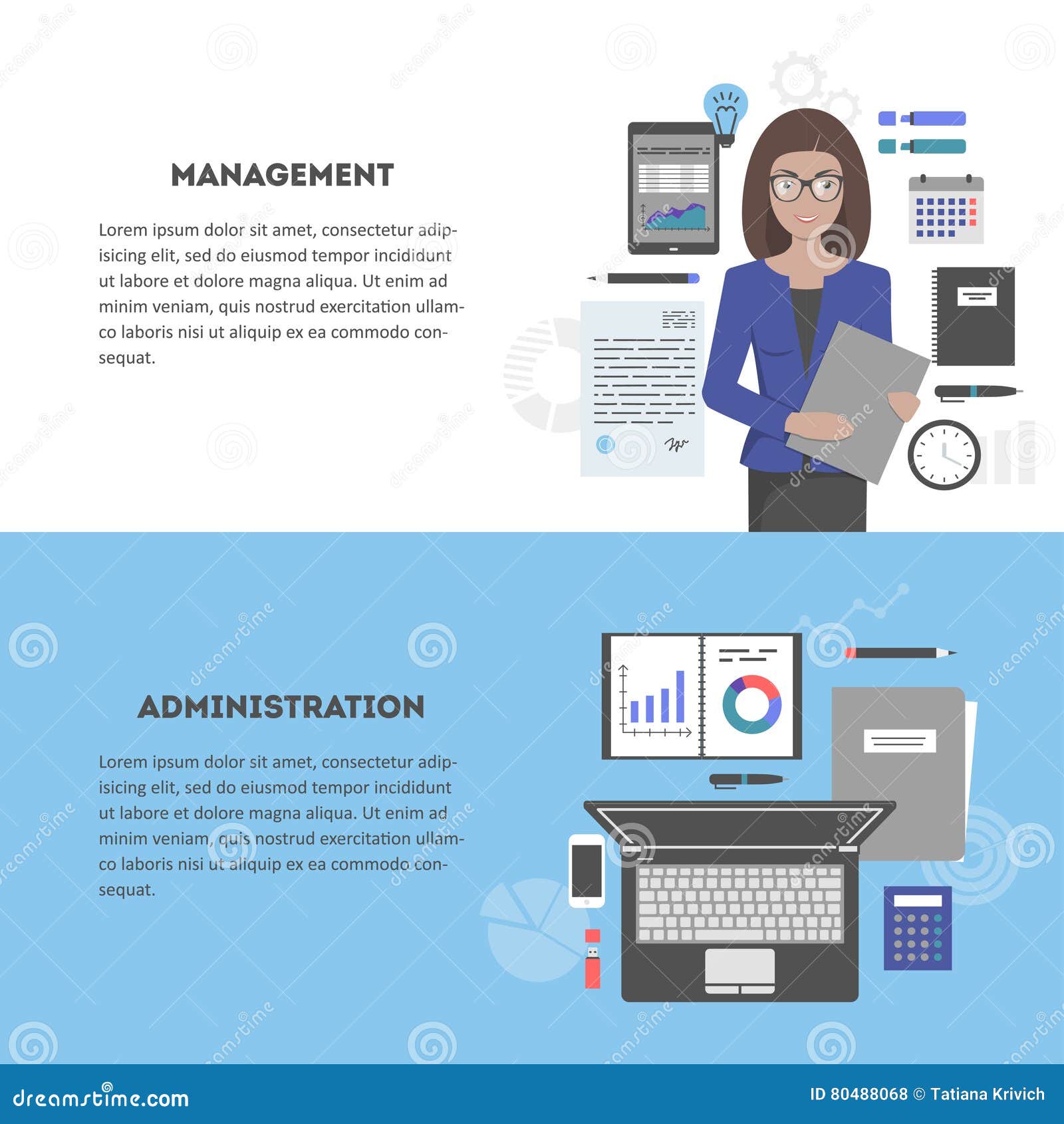 Set Vector Banner Management and Administration Stock Vector ...