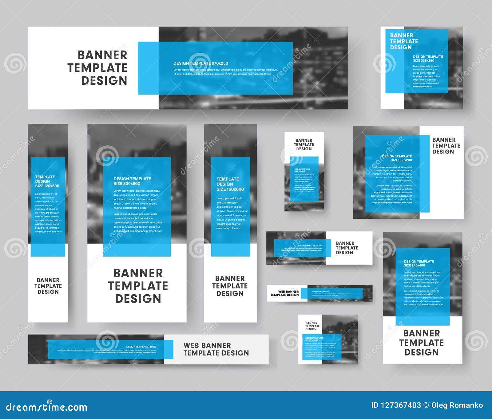 Set of Vector Banners of All Sizes with a Rectangular Blue Trans Stock ...