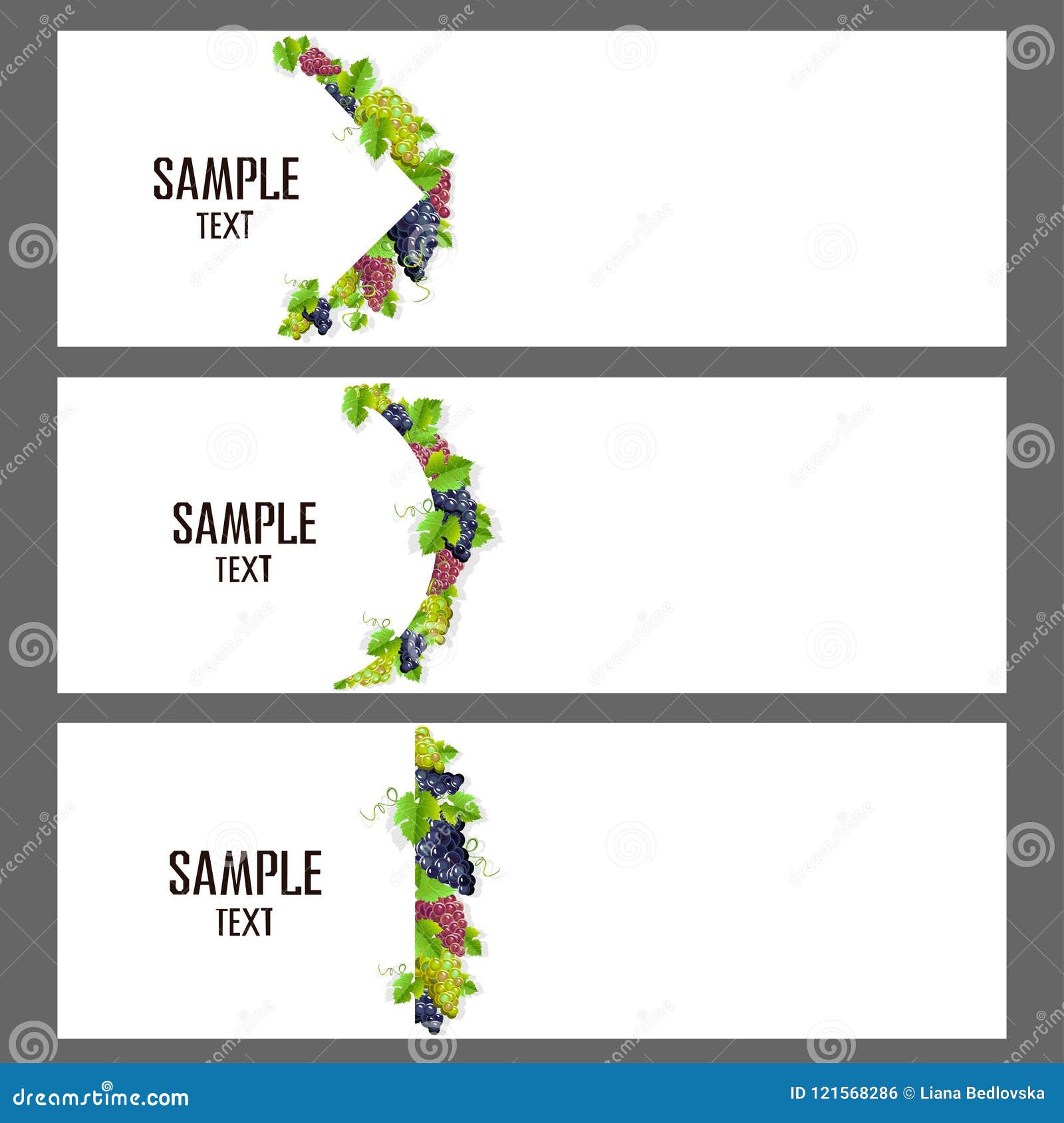 Set of Vector Banners with Bunches of Grapes Stock Vector ...