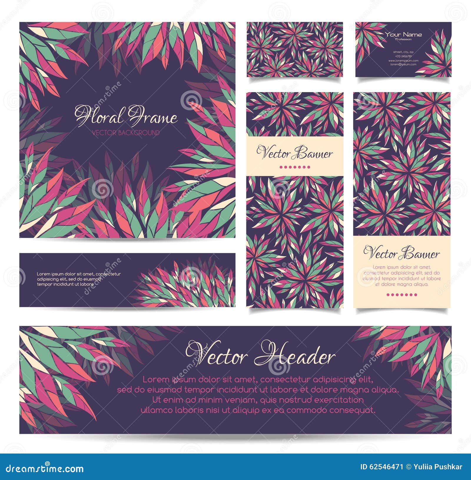 Set of Vector Banners, Business Card, Frame and Stock Vector ...