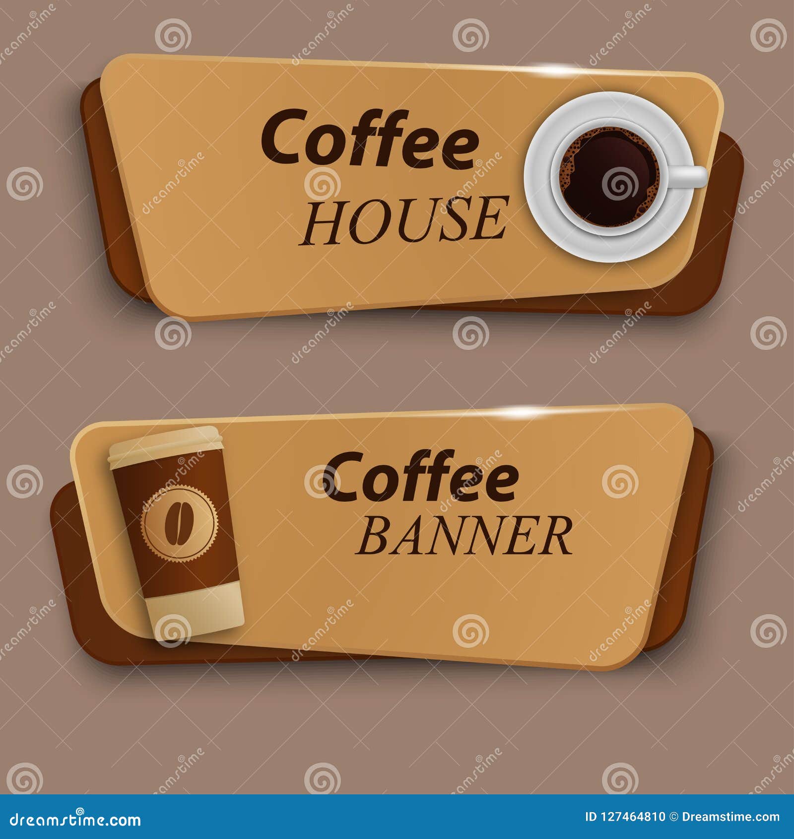 Set of Vector Banners with Coffee Stock Vector - Illustration of brown ...