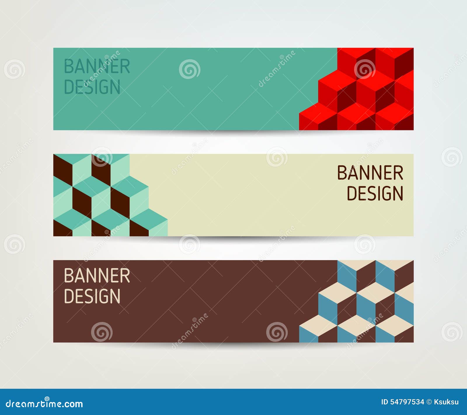Set of Vector Banners with Cubes Stock Vector - Illustration of vector ...