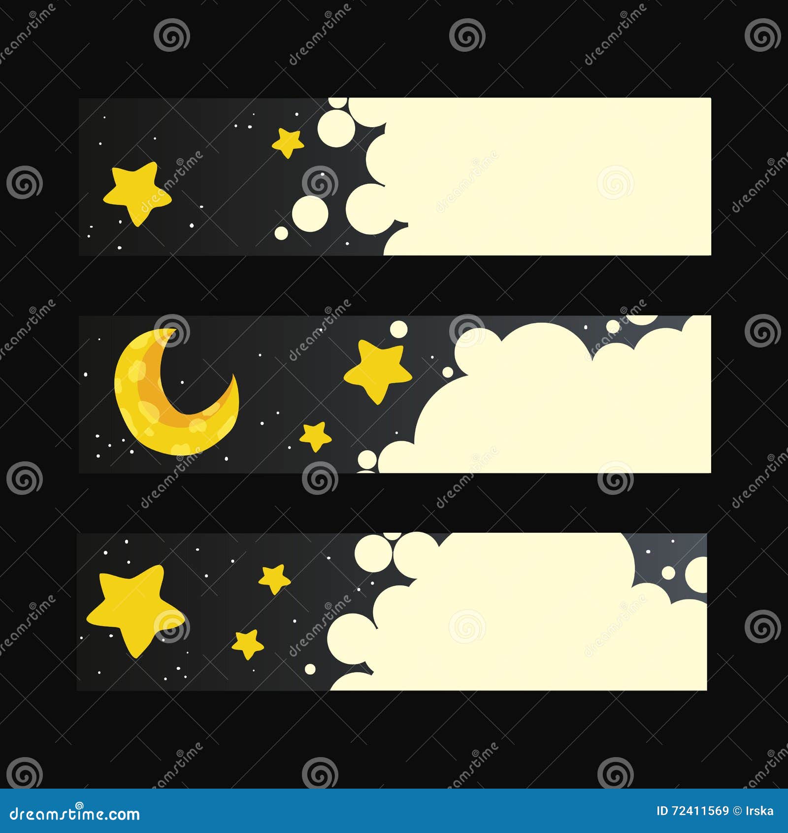 Set of Vector Banners with Night Stock Vector - Illustration of ...