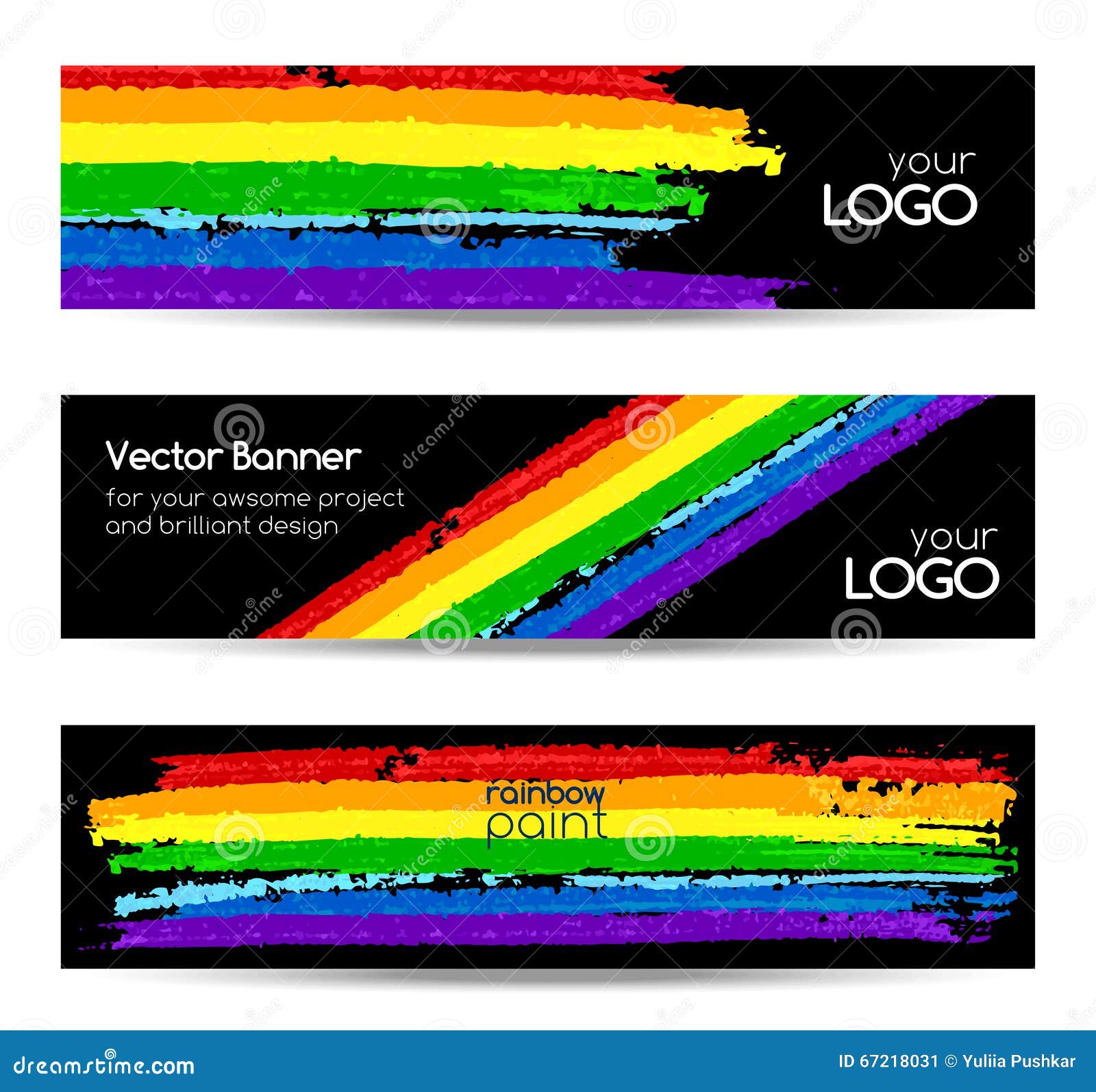 Set of Vector Banners with Rainbow Colors Paint Stock Vector ...