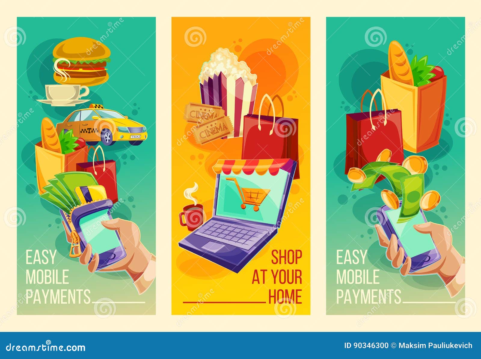 Set Vector Banners Showing the Ease and Convenience of Online Payments ...