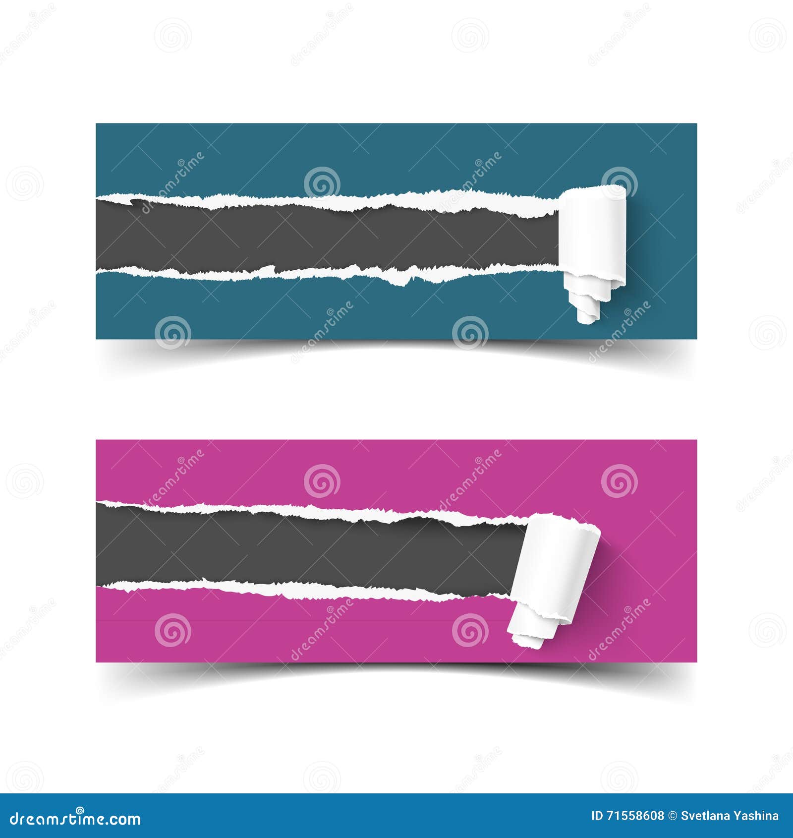Set of Vector Banners Torn Paper with Scroll and Ripped Edges Stock ...