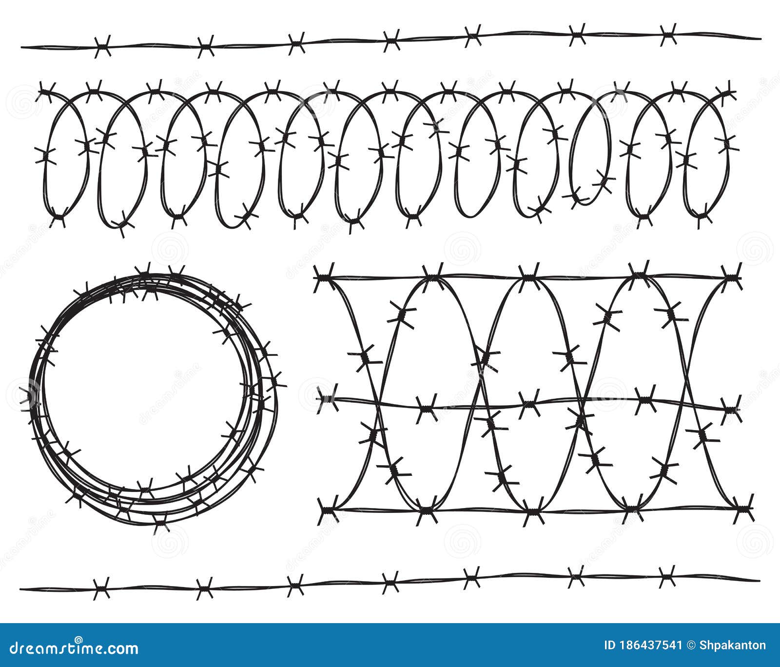 Set of Vector Barbed Wire Elements for Your Design Stock Vector ...