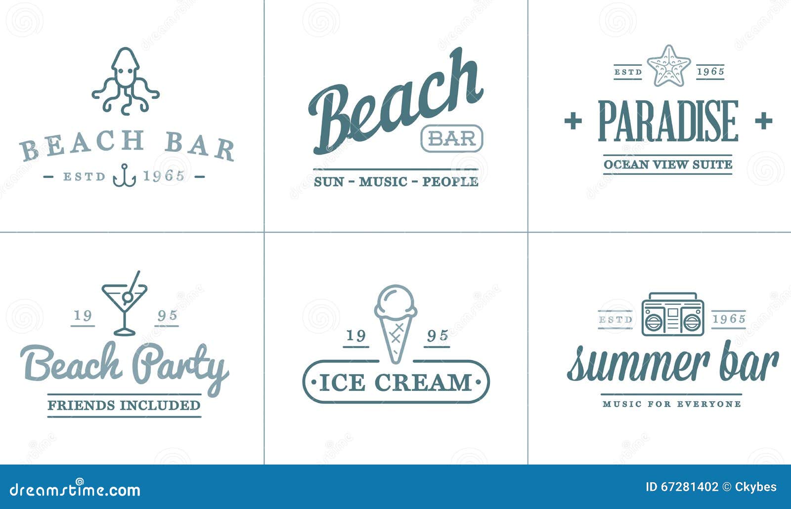 Set of Vector Beach Sea Bar Elements and Summer Can Be Used As Logo ...