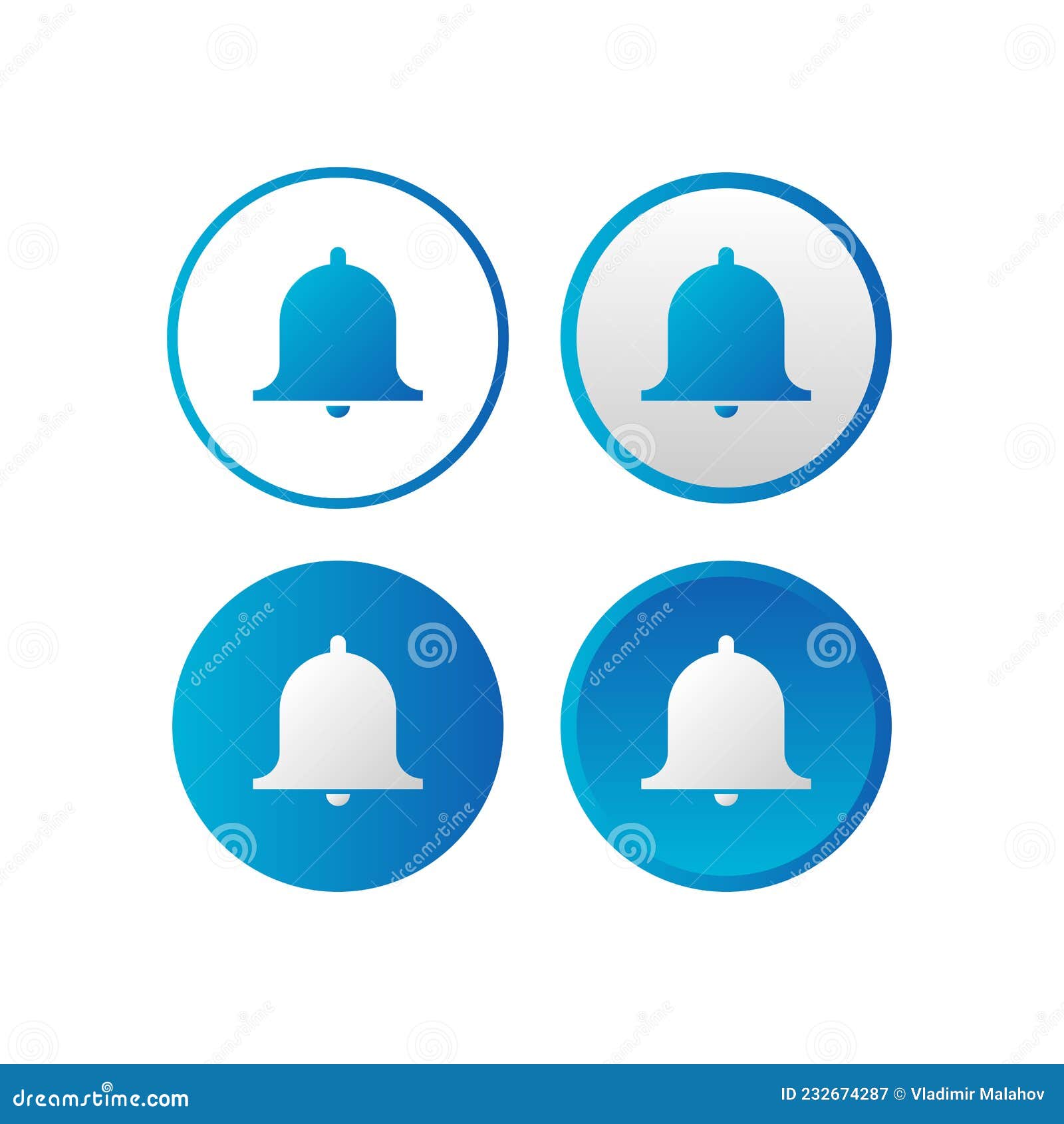 Set of Vector Bell Icons in Linear and 3d Style. Stock Vector ...