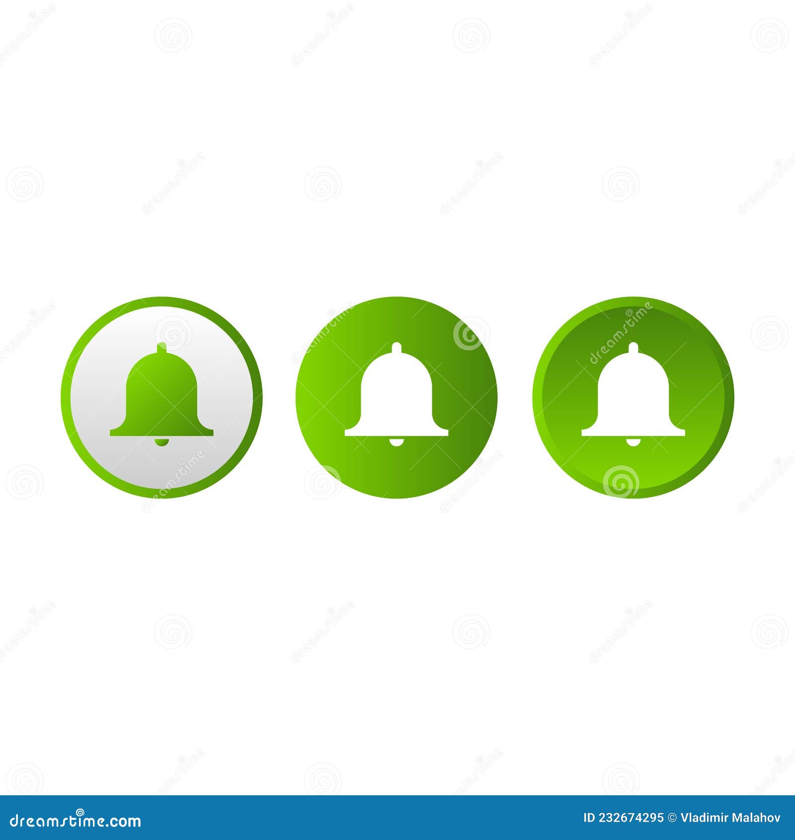 Set of Vector Bell Icons in Linear and 3d Style. Stock Vector ...