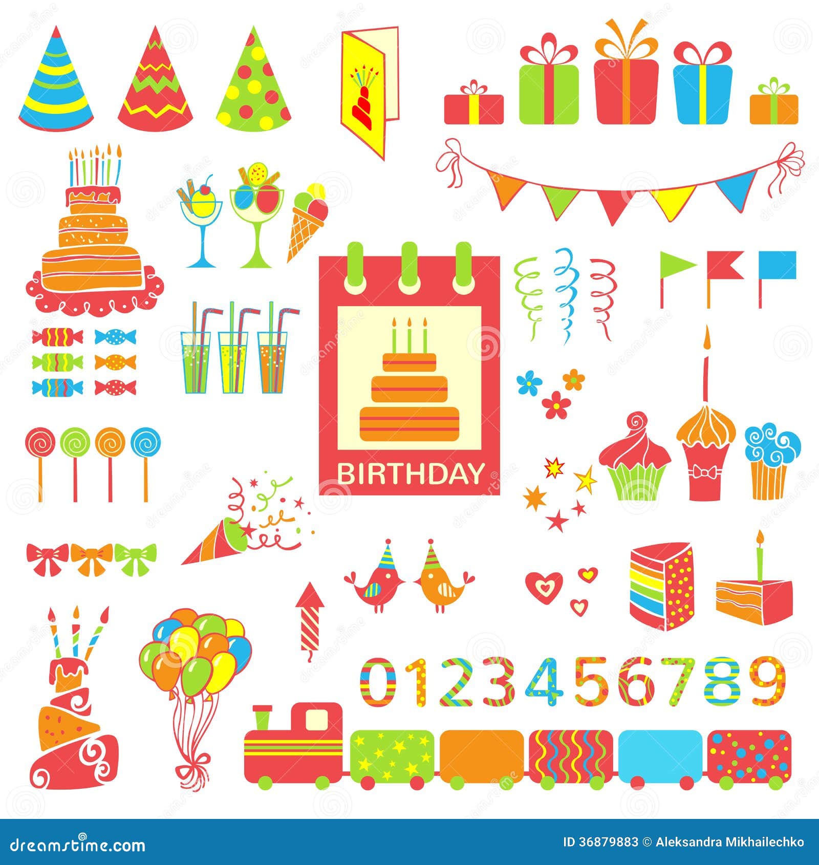 Set of Vector Birthday Elements Stock Vector - Illustration of flag ...