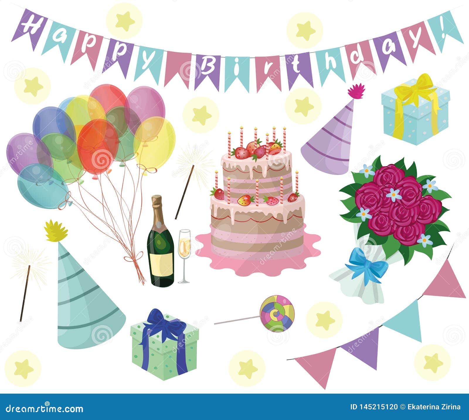 Set of Vector Birthday Party Elements. Eps 10 Stock Illustration ...