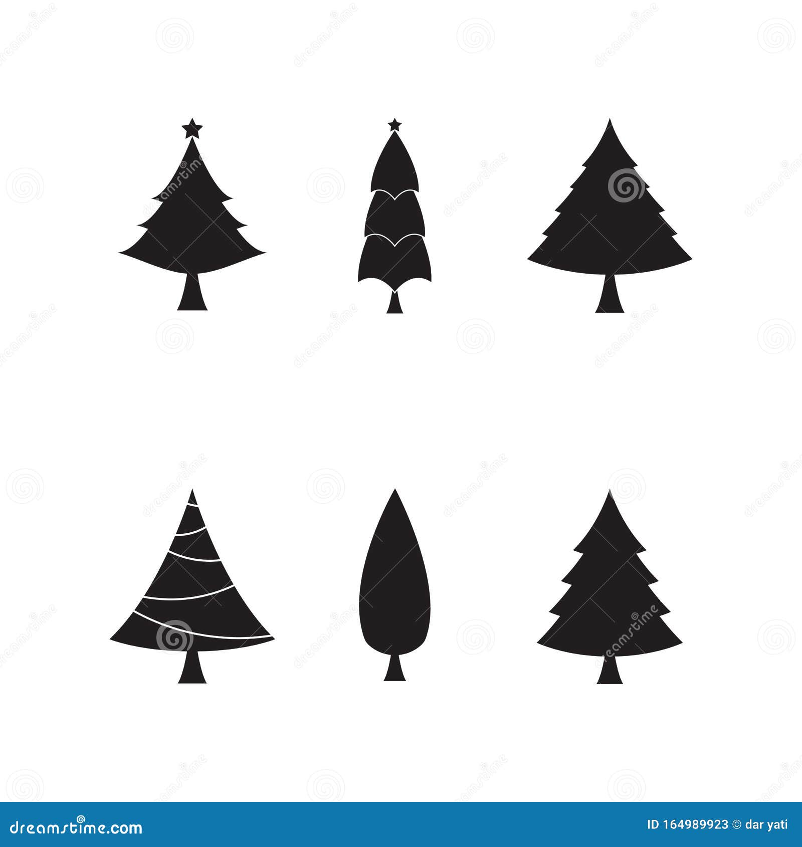 Set of Vector Black Christmas Tree Stock Vector - Illustration of ...
