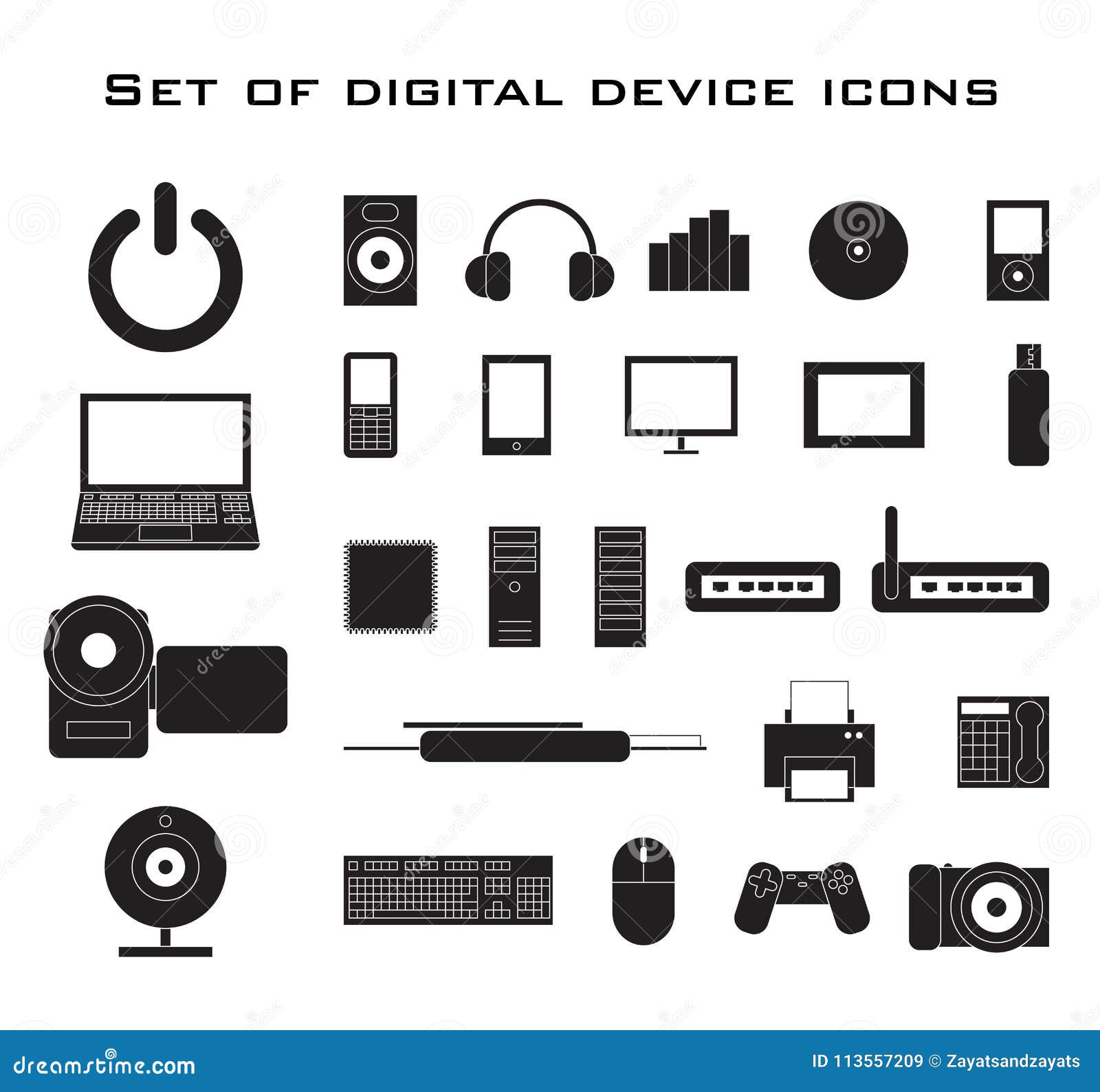 Electronic set stock vector. Illustration of pictogram - 113557209