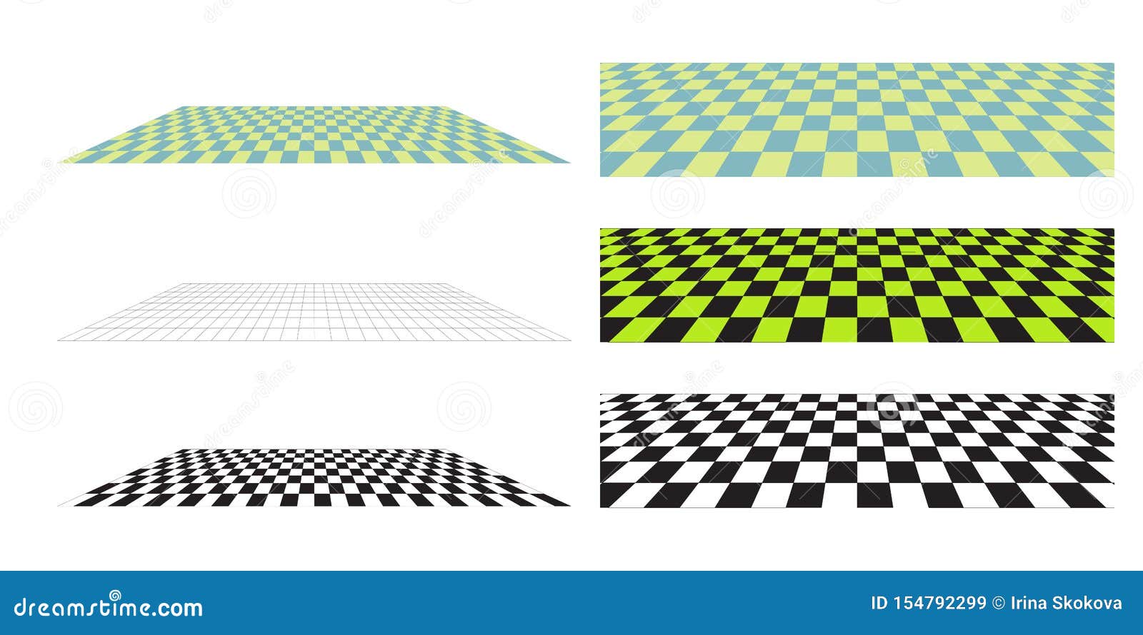 Set of Vector Black and White Perspective Floor Elements. Chess Board ...
