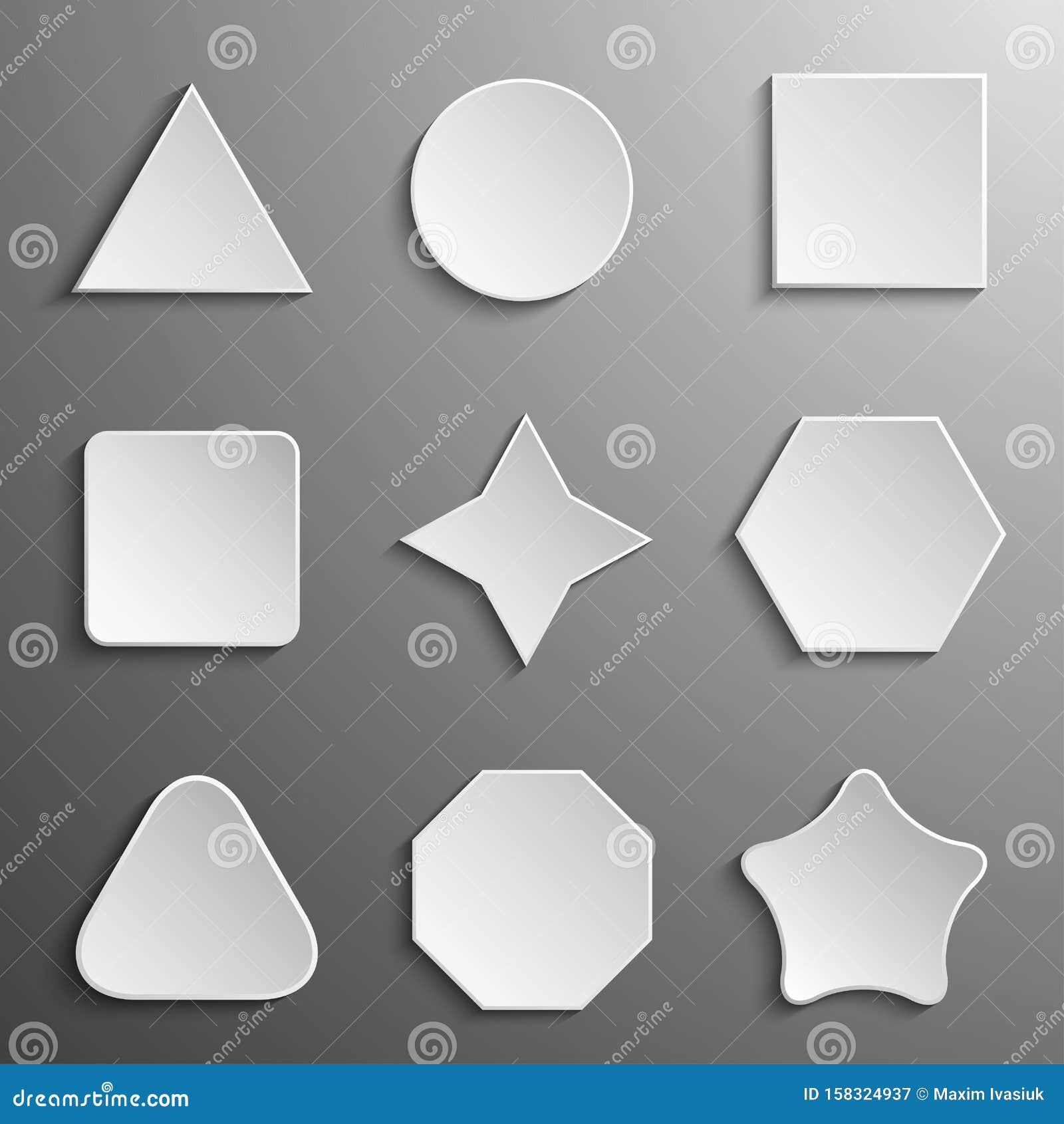 Set Vector Blank White Square Buttons with Shadows. 3D Paper Buttons ...