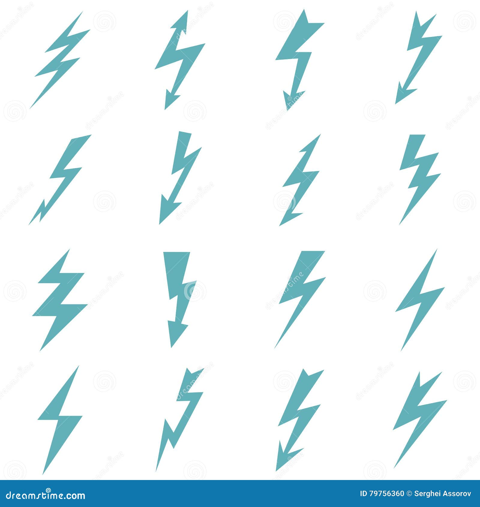 Set of Vector Blue Color Lightnings Stock Vector - Illustration of ...
