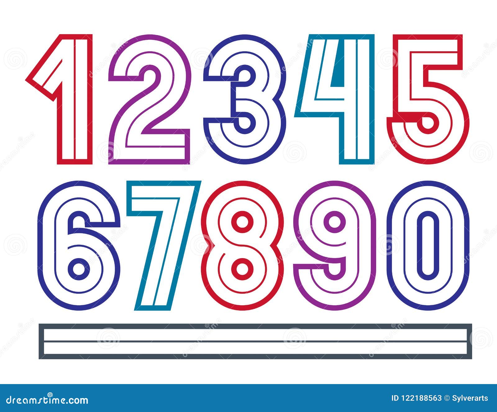 Set of Vector Bold Numbers Made with White Lines, Best for Use I Stock ...