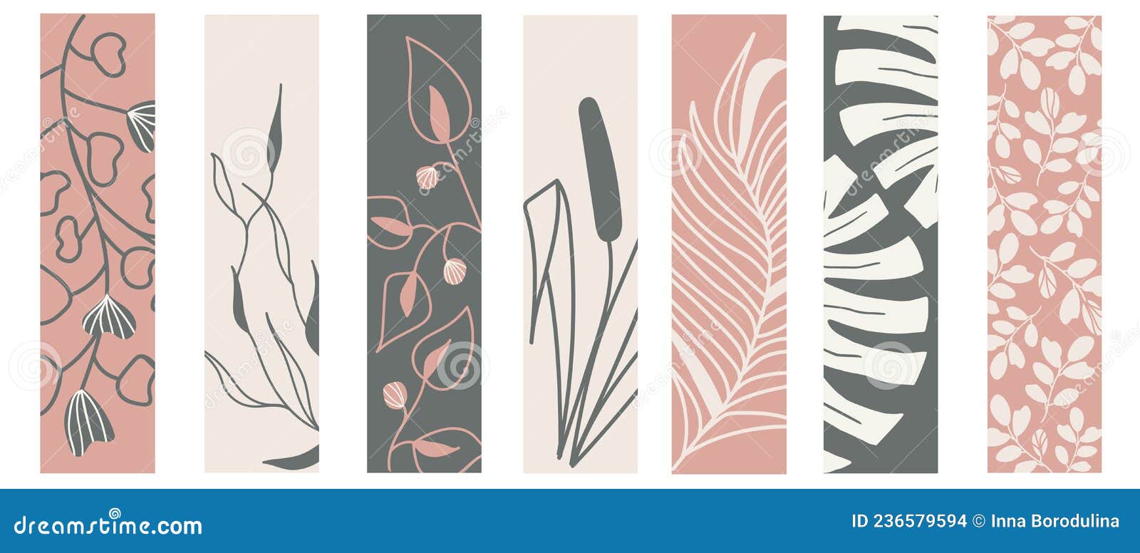 Set of Vector Bookmarks. Abstract Leaves and Branches Stock Vector ...