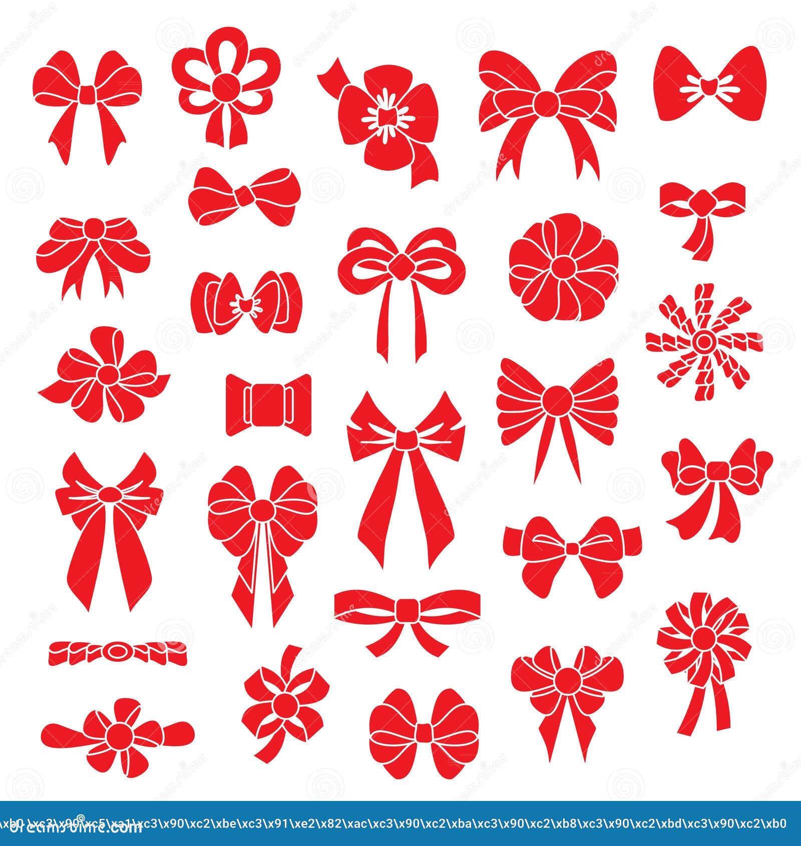 Set Vector Bows of Different Shapes Red Color. Stock Vector ...
