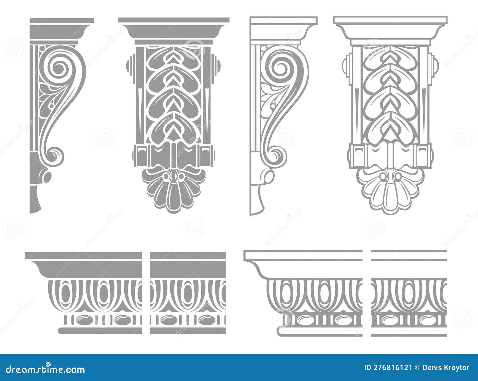 Set of Vector Brackets in Engraving Style Stock Vector - Illustration ...
