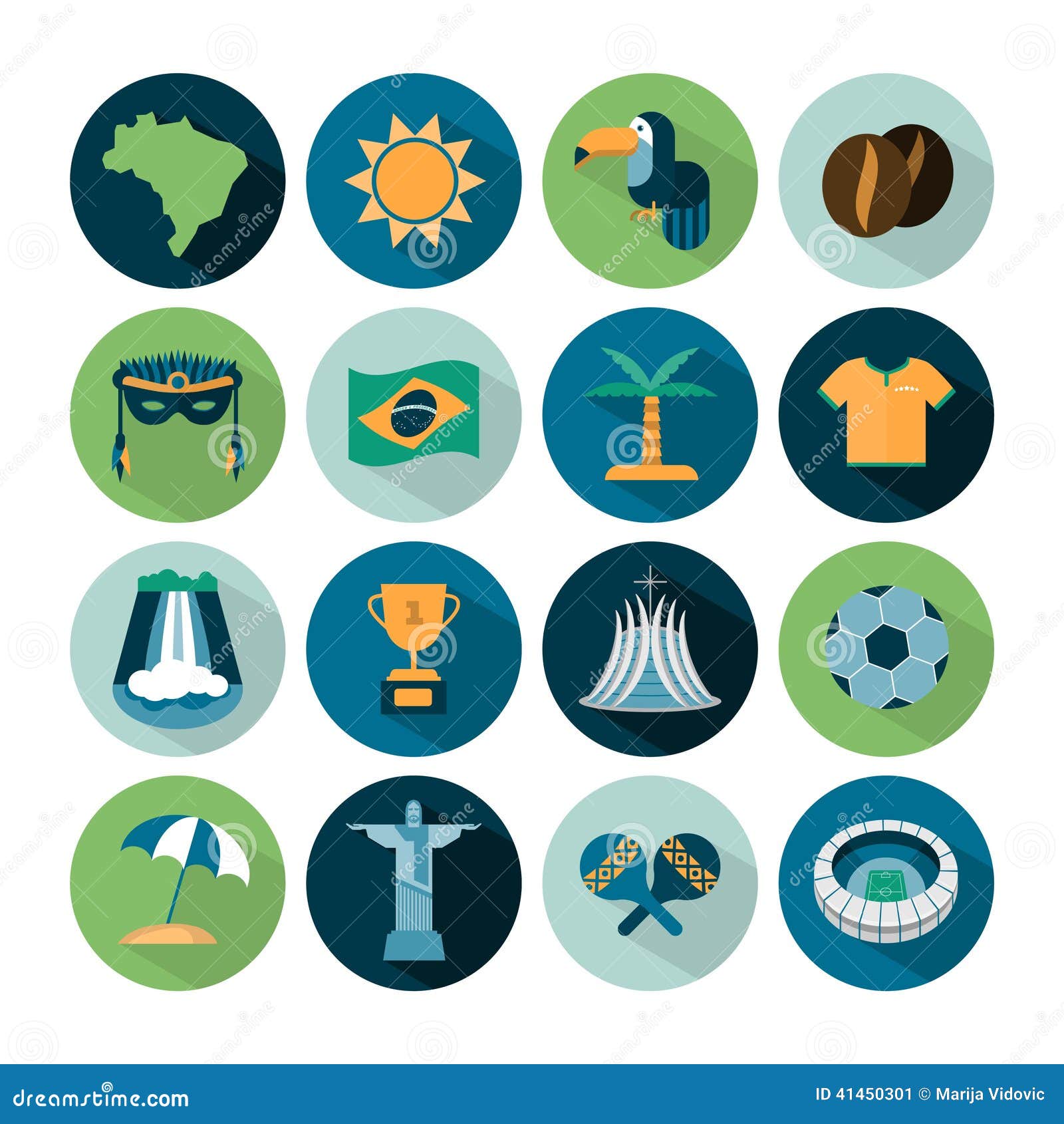 Set of vector Brazil icons stock vector. Illustration of climate - 41450301