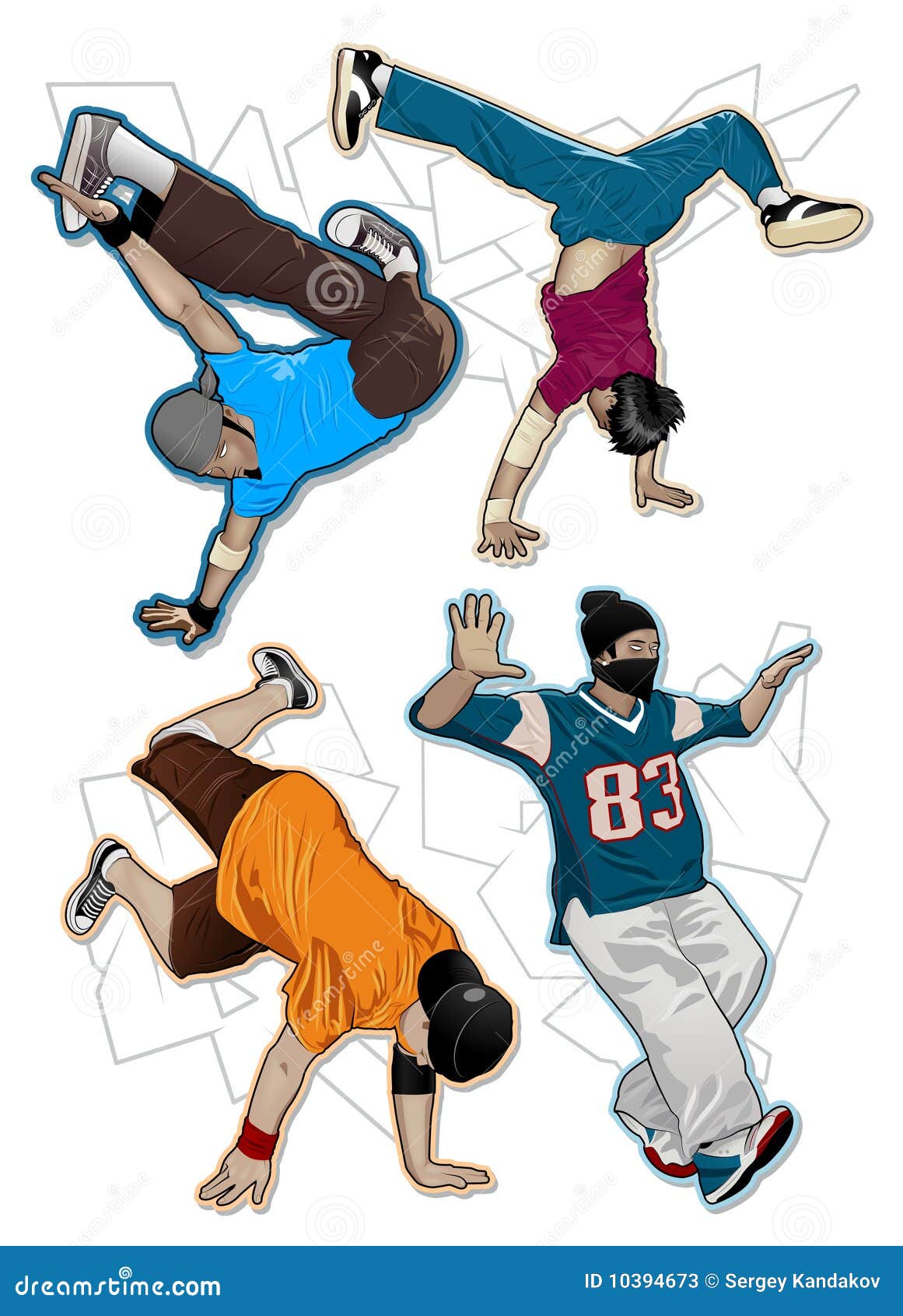 Set of vector breakdancers stock vector. Illustration of paint - 10394673