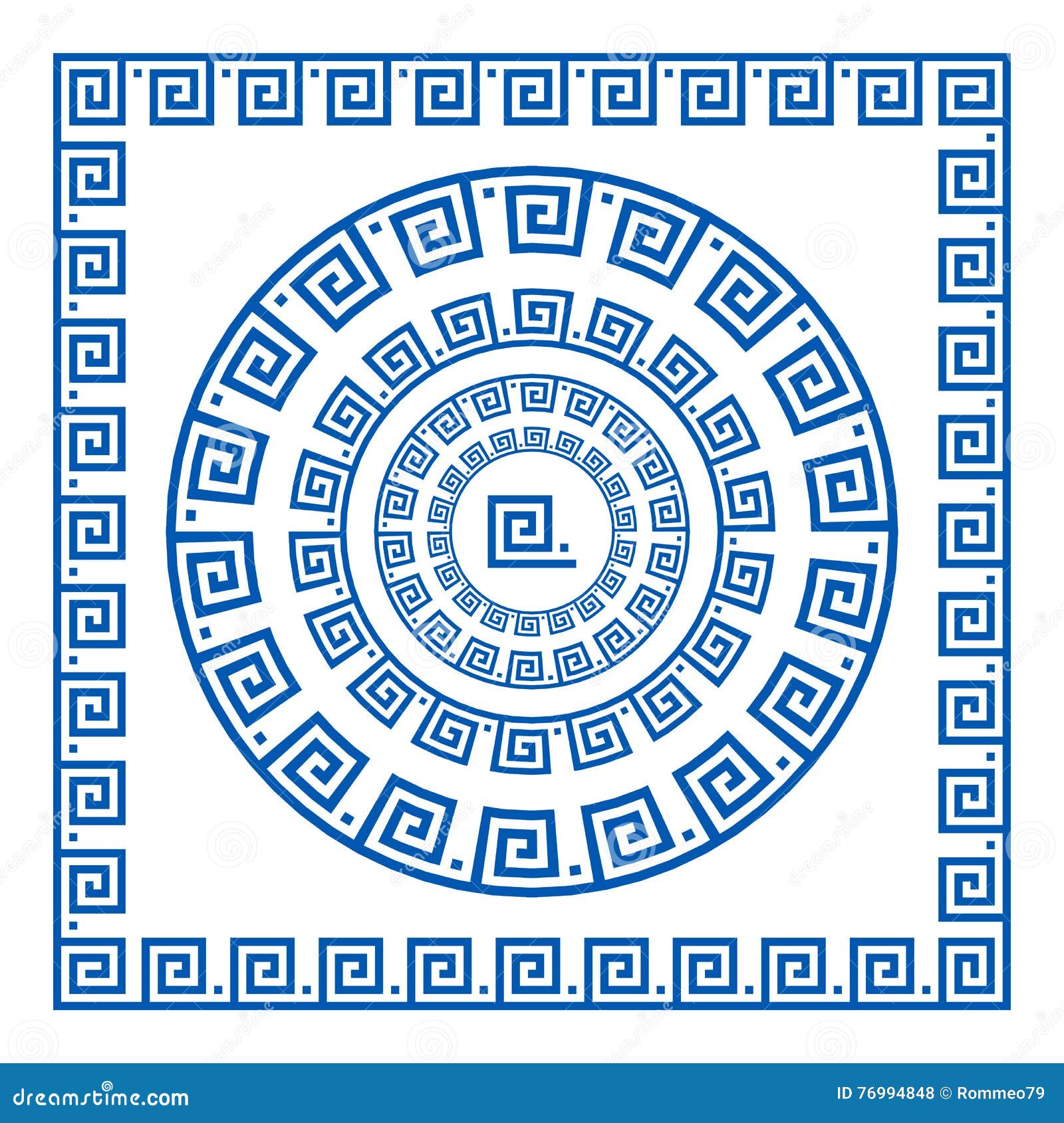 Set 4 Brushes Greek Meander Patterns Vector Illustration ...