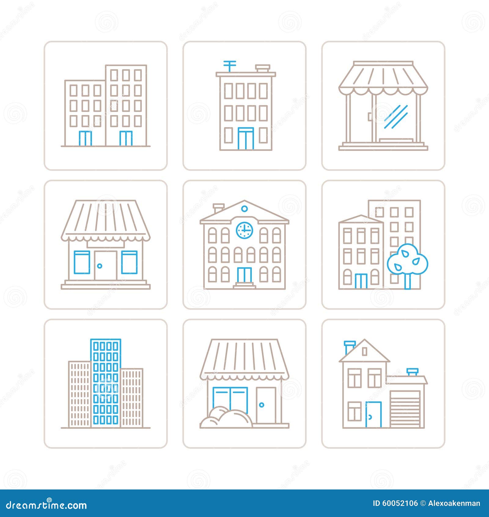 Set Of Vector Building Icons And Concepts In Mono Thin Line Style ...