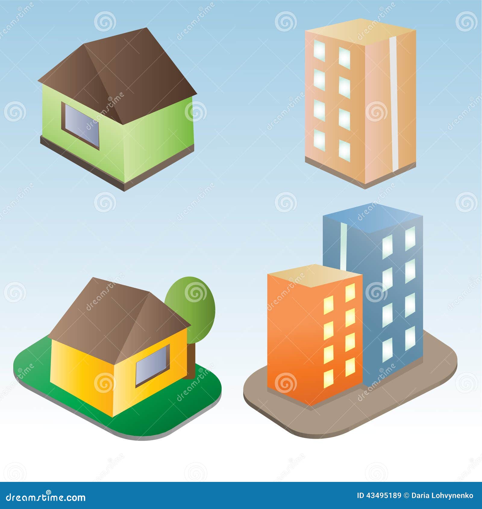 Set of vector buildings stock illustration. Illustration of house ...