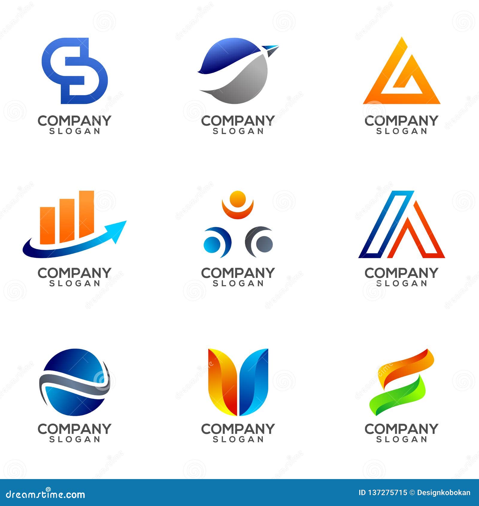Set of Vector Business Logo Design Stock Illustration - Illustration of ...