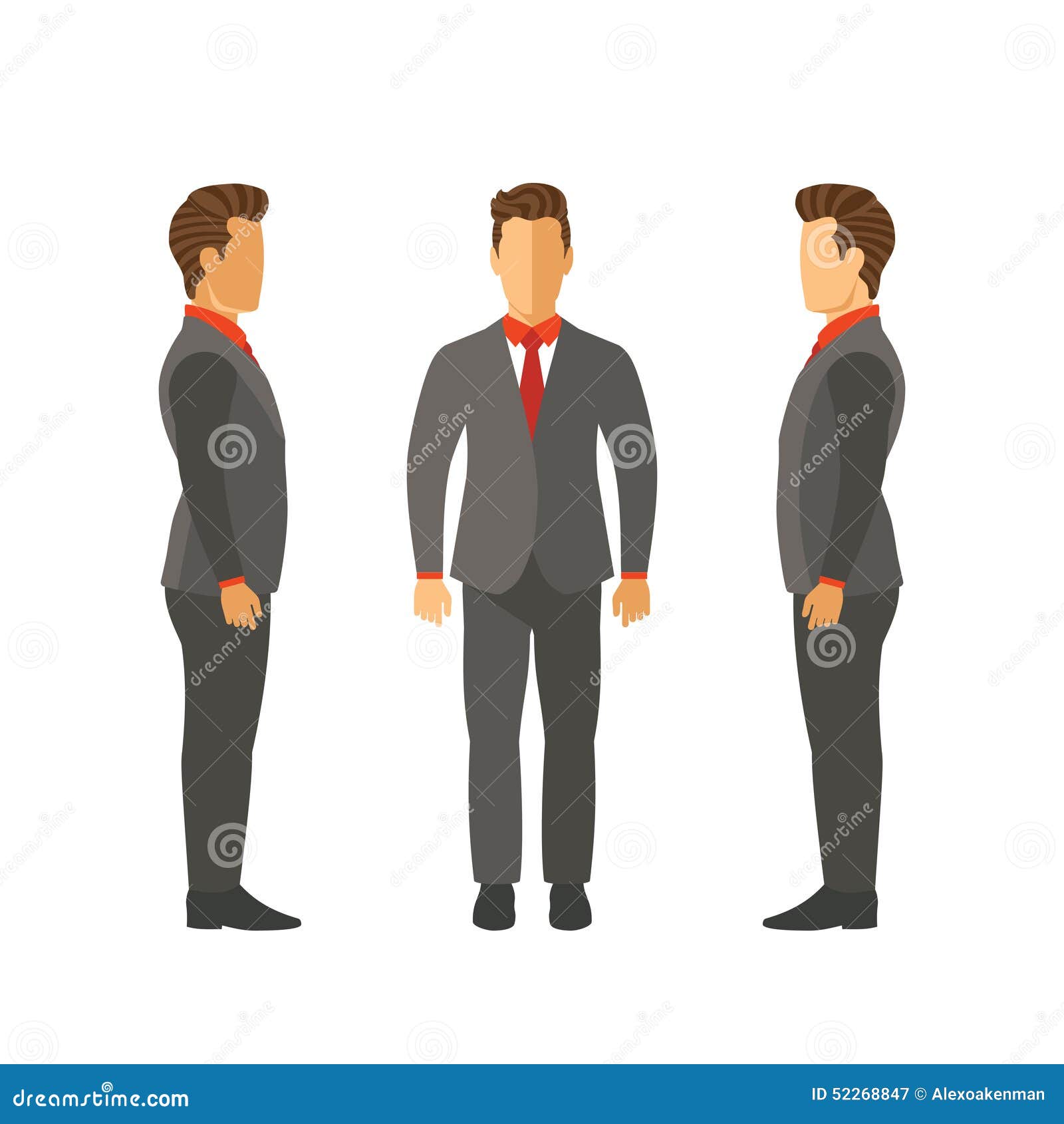 Set of Vector Businessmen in Suits in Flat Style Stock Vector ...