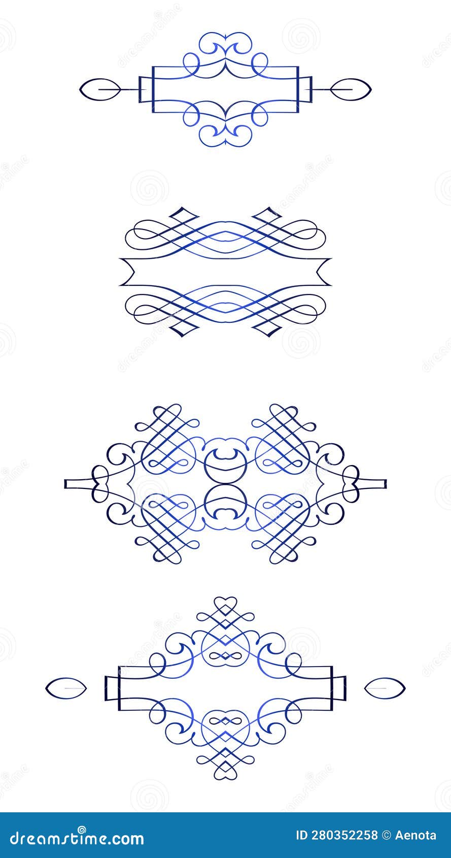 Set of Vector Calligraphical Vignettes Stock Vector - Illustration of ...