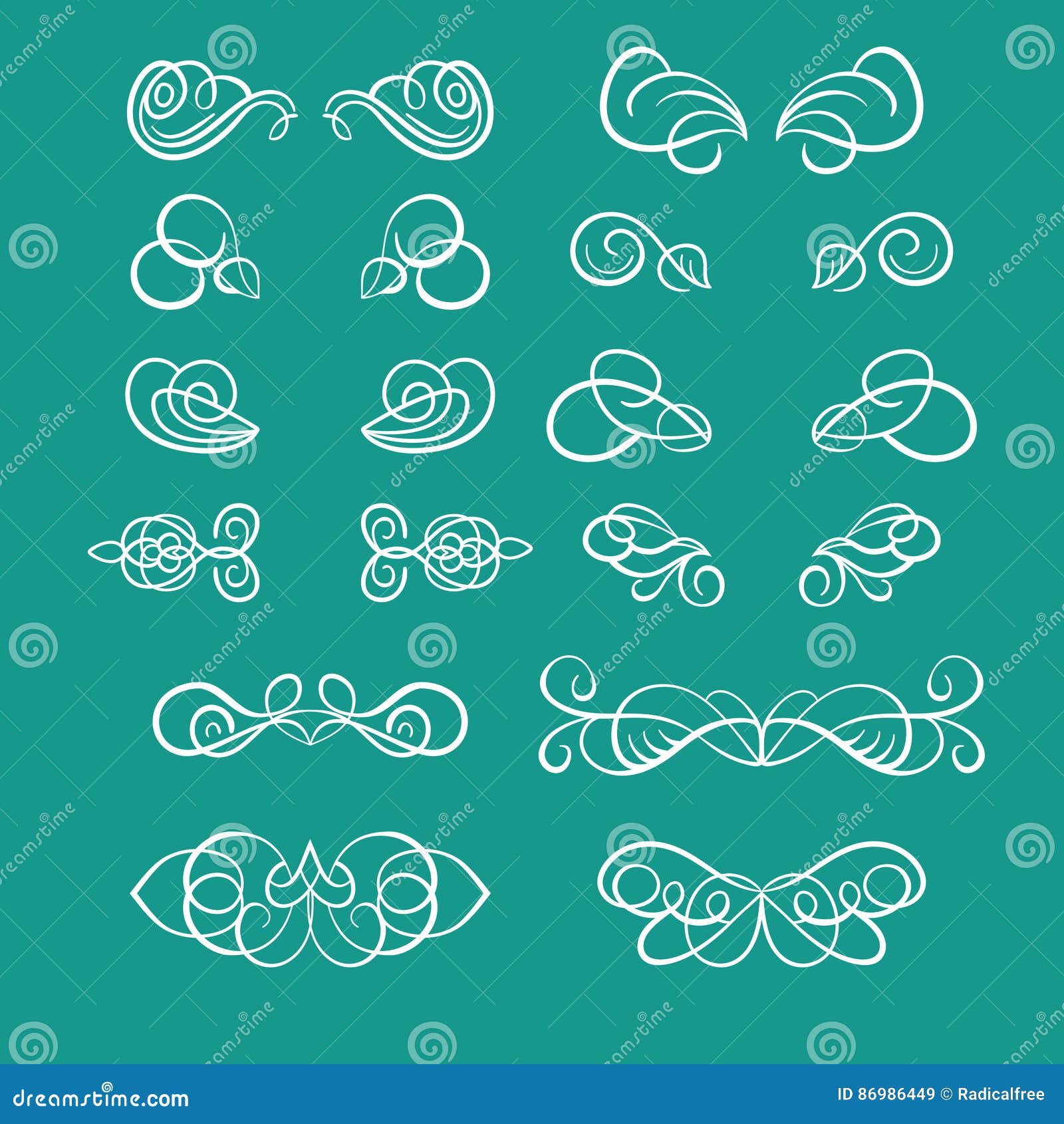 Set of Vector Calligraphy Design Elements for Page Decoration Design ...
