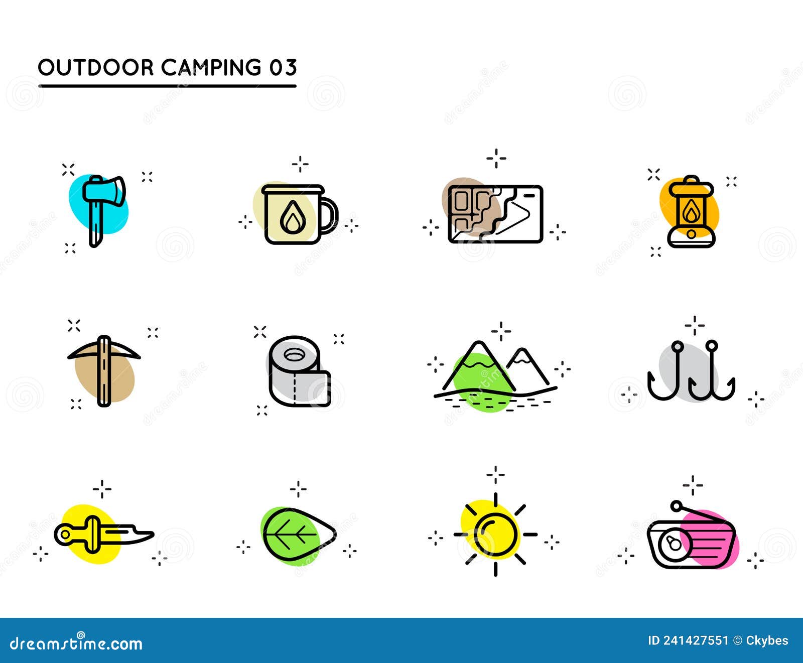 Set of Vector Camping and Outdoor Activity Icons. Wilderness Vector ...