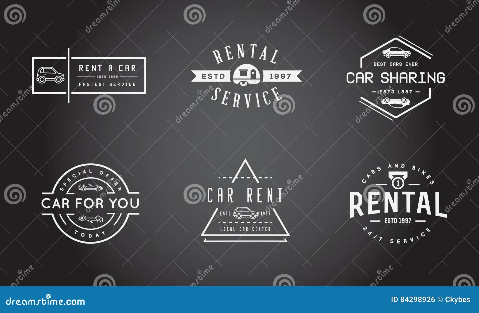 Set of Vector Car Rental Service Elements Can Be Used As Logo or Stock ...