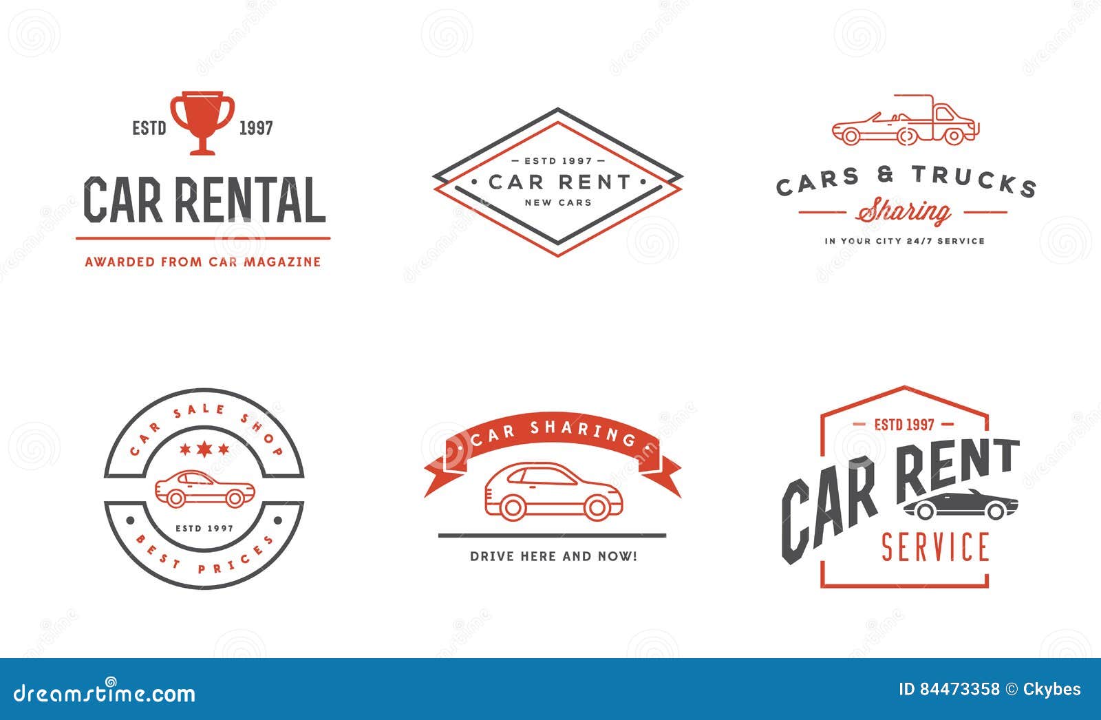 Set of Vector Car Rental Service Elements Can Be Used As Logo or Stock ...