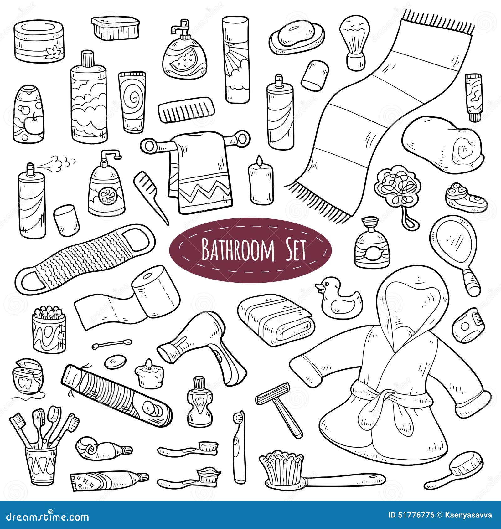 Set of Vector Cartoon Bathroom Elements and Personal Hygiene Items ...